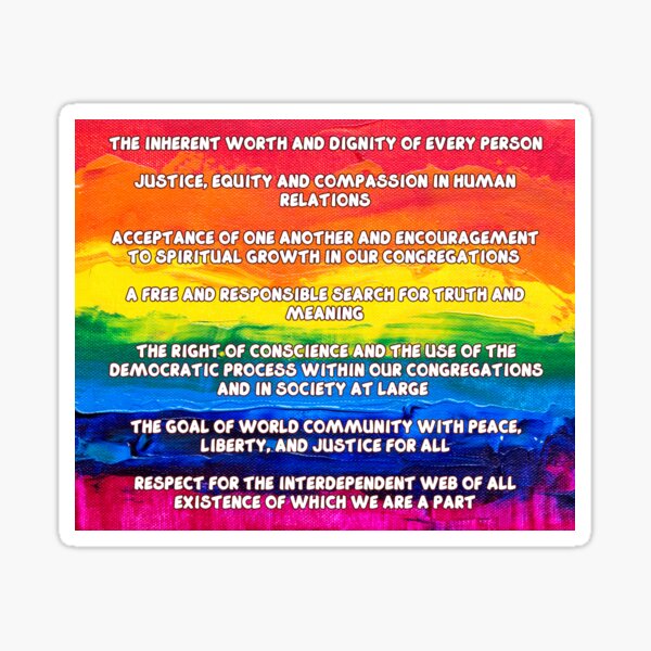 "Unitarian Universalist 7 Principles" Sticker for Sale by gwinna ...