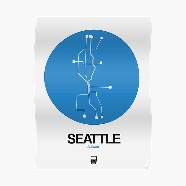 Póster «Mapa del metro de Seattle Blue» de NAXART | Redbubble