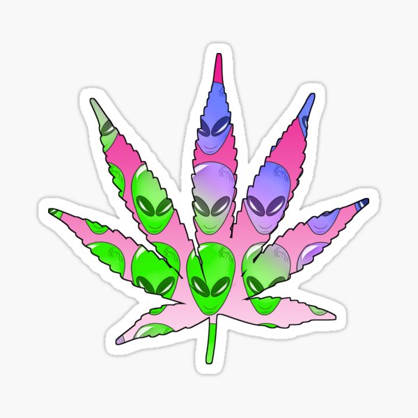 "Alien Cannabis Leaf" Sticker for Sale by Carolann88 | Redbubble