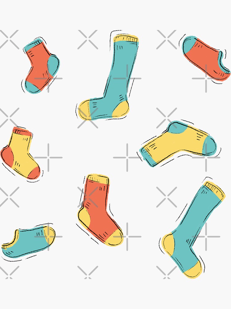 "Mismatched Socks Doodle Pattern" Sticker for Sale by krisdrawsthings ...
