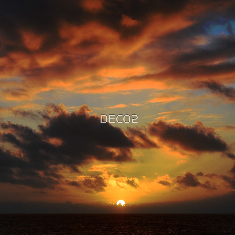 "Red Tropical Sunset Over Hawaii Art Photo" by DEC02 | Redbubble