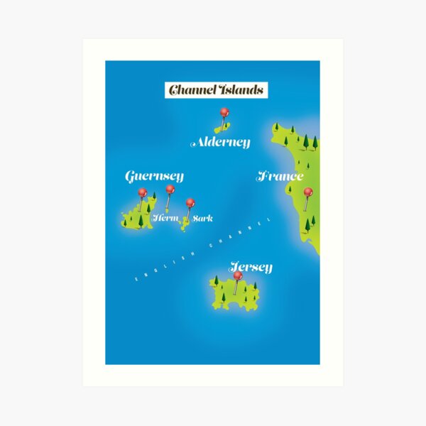 "Channel Islands map poster art." Art Print by vectorwebstore | Redbubble