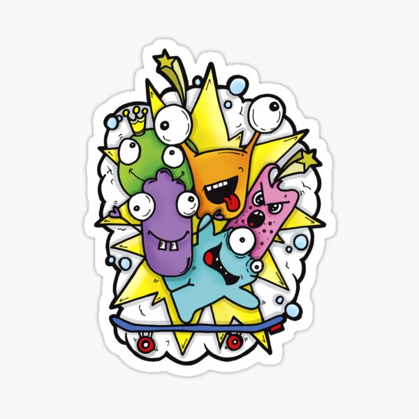"Skater doodle" Sticker for Sale by Bikerobin77 | Redbubble