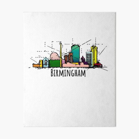 "Birmingham Alabama Skyline Cartoon Sketch " Art Board Print for Sale ...