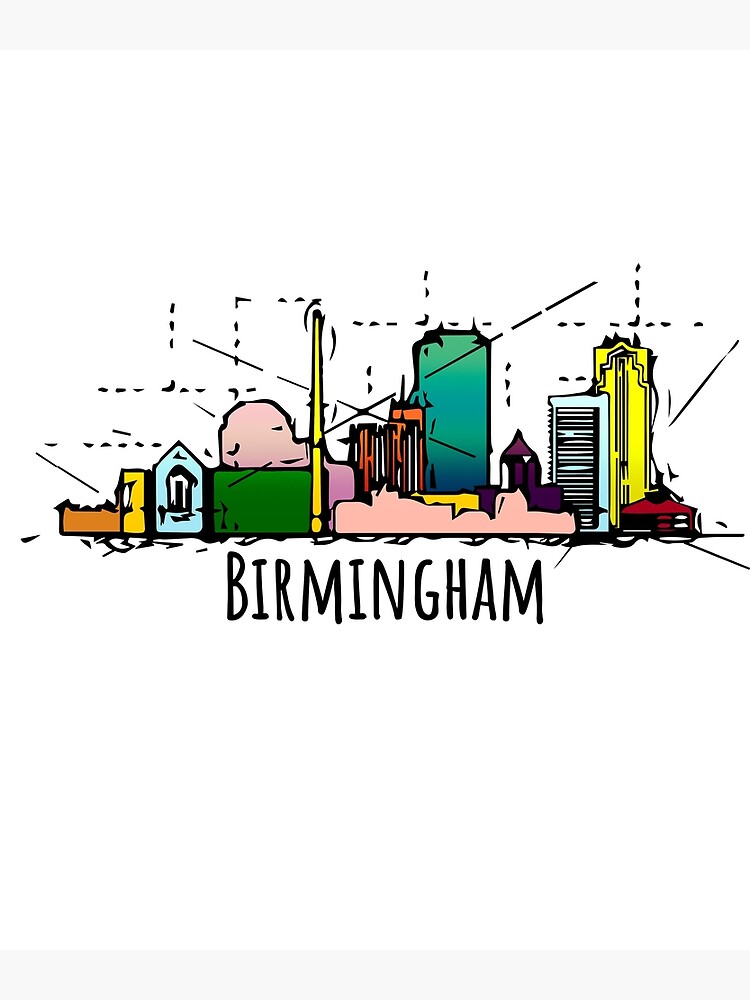 "Birmingham Alabama Skyline Cartoon Sketch " Poster by IvonDesign ...