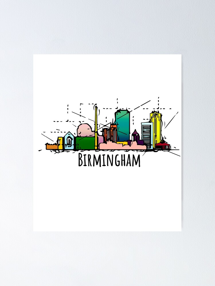 "Birmingham Alabama Skyline Cartoon Sketch " Poster by IvonDesign ...