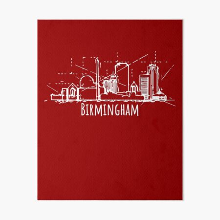 "Birmingham Alabama Cartoon Skyline Sketch" Art Board Print for Sale by ...