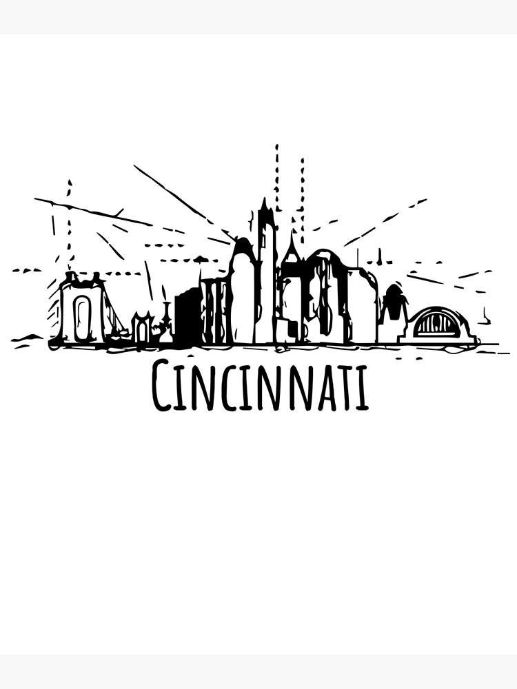 "Cincinnati Ohio Skyline Cartoon Sketch" Art Print by IvonDesign ...