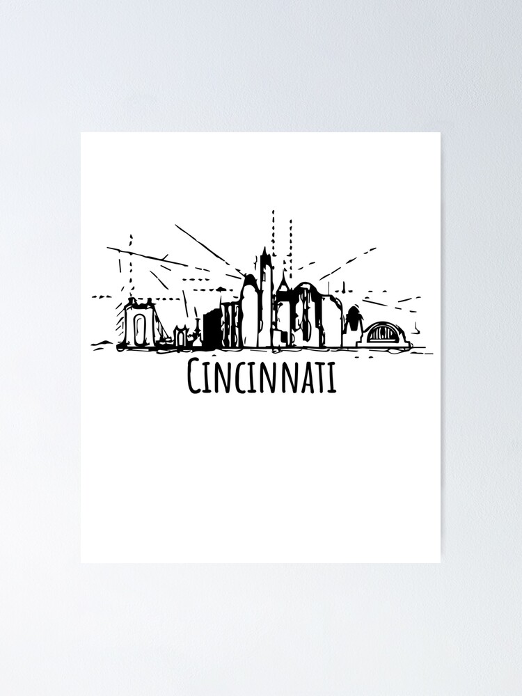 "Cincinnati Ohio Skyline Cartoon Sketch" Poster by IvonDesign | Redbubble