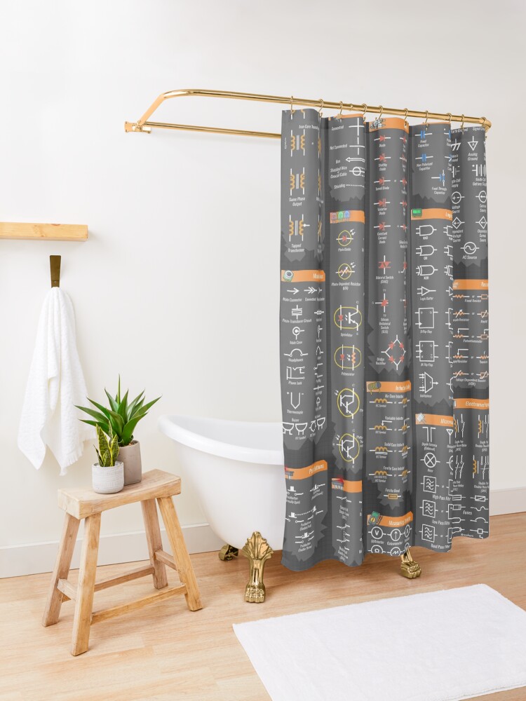 "Electrical Engineering Symbols Reference" Shower Curtain by Jedmoody ...