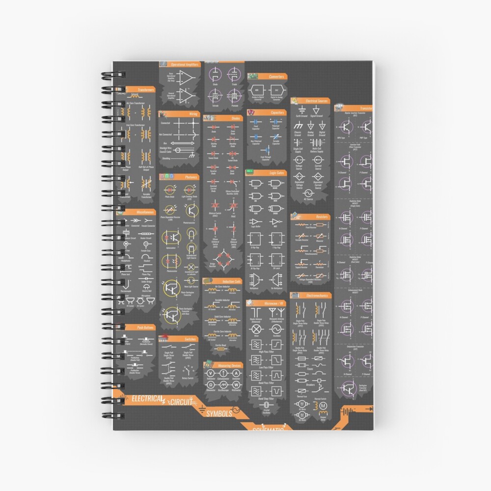 "Electrical Engineering Symbols Reference" Spiral Notebook for Sale by ...