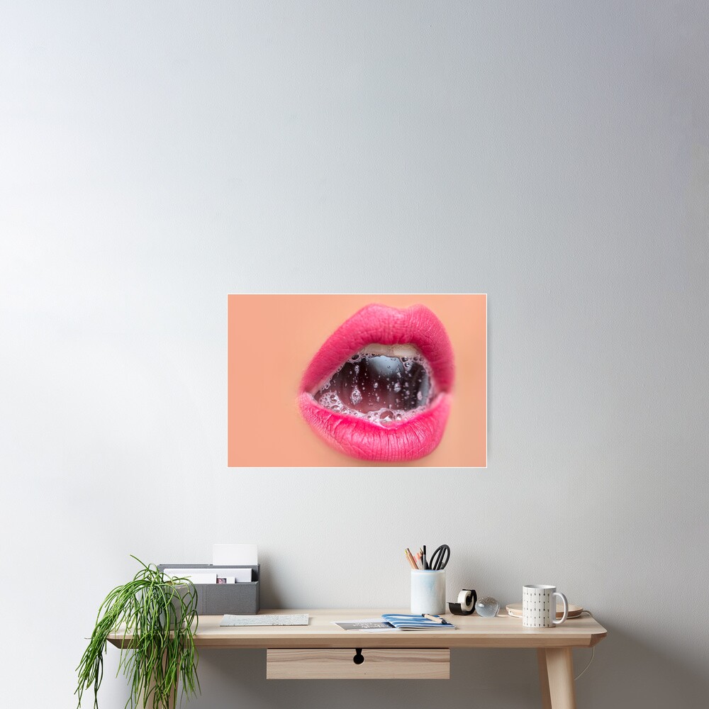 "female lips with a bubble of saliva" Poster for Sale by Tverdokhlib ...