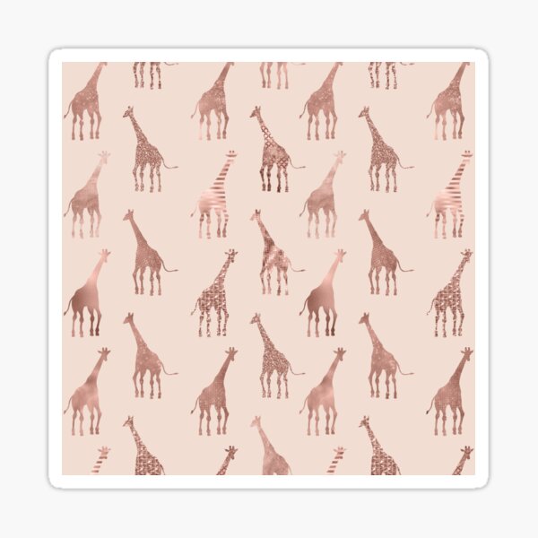 "Girly Modern Rose Gold Blush Pink Giraffes" Sticker for Sale by ...
