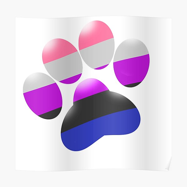 "Gender Fluid Flag Paw" Poster by TwistedWifey | Redbubble