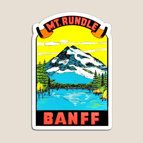 "Mt Rundle Banff Alberta Vintage Travel Decal" Magnet by hilda74 ...