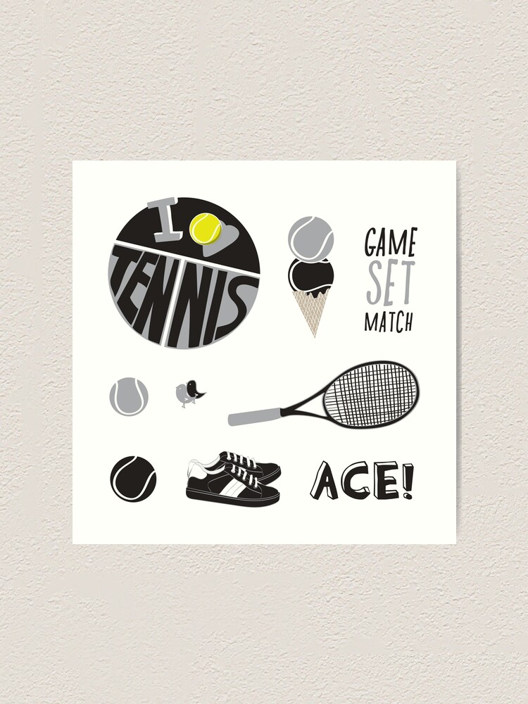 "Black Retro Tennis Sticker Pack" Art Print by The-Goods | Redbubble