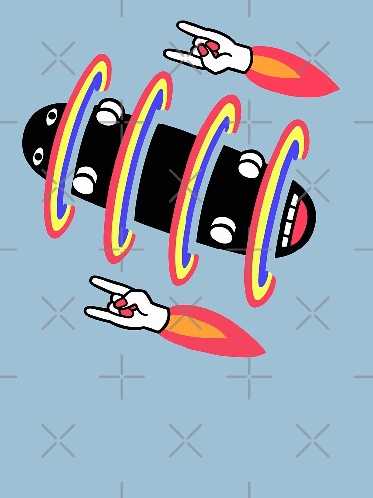 "flipped skateboard and rad rockets" T-shirt for Sale by RYURAKUDO ...