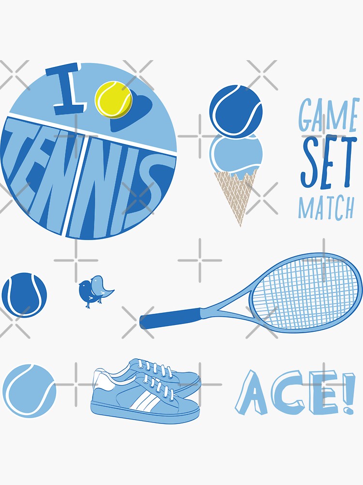 "Light Blue Retro Tennis Sticker Pack" Sticker for Sale by The-Goods ...