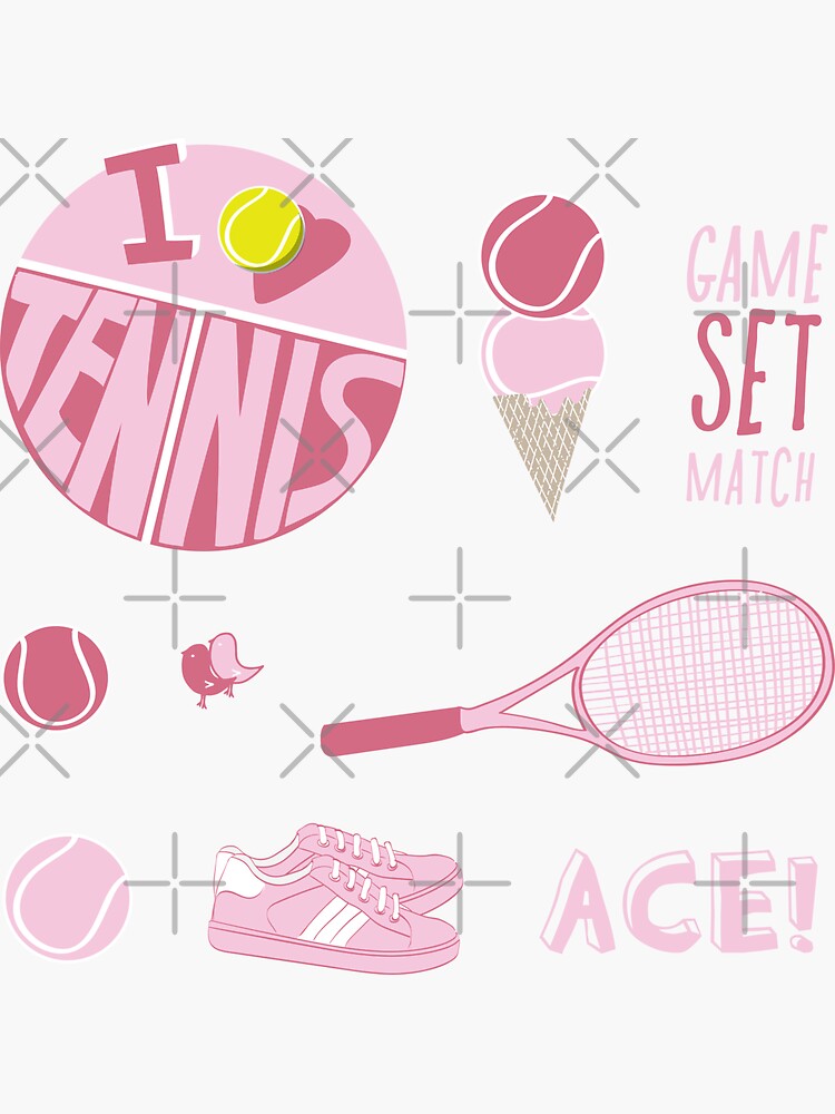 "Pink Retro Tennis Sticker Pack" Sticker for Sale by The-Goods | Redbubble
