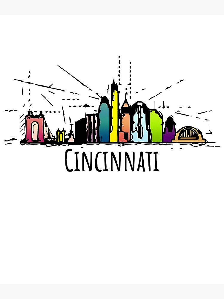 "Cincinnati Skyline Cityscape Funny Travel Gift" Poster for Sale by ...