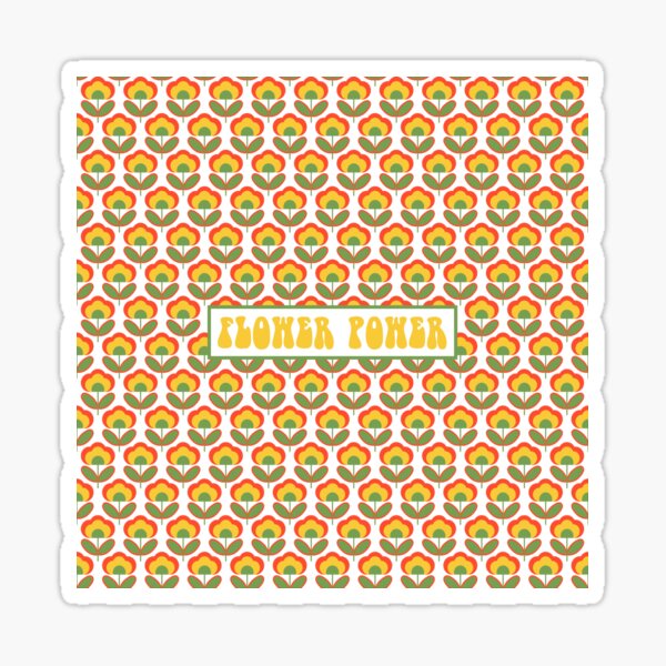 "70's Pattern, Flower Power" Sticker by MaplewoodMerch | Redbubble