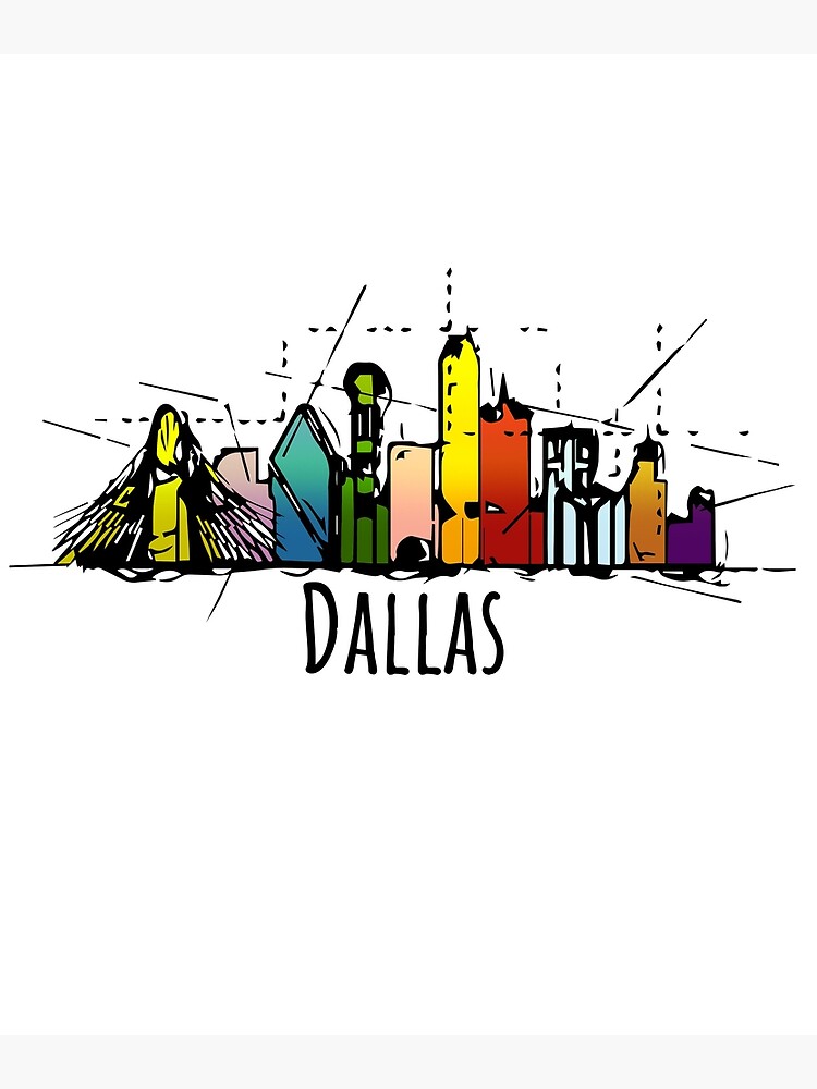 "Cartoon Dallas Texas Skyline Sketch" Poster by IvonDesign | Redbubble