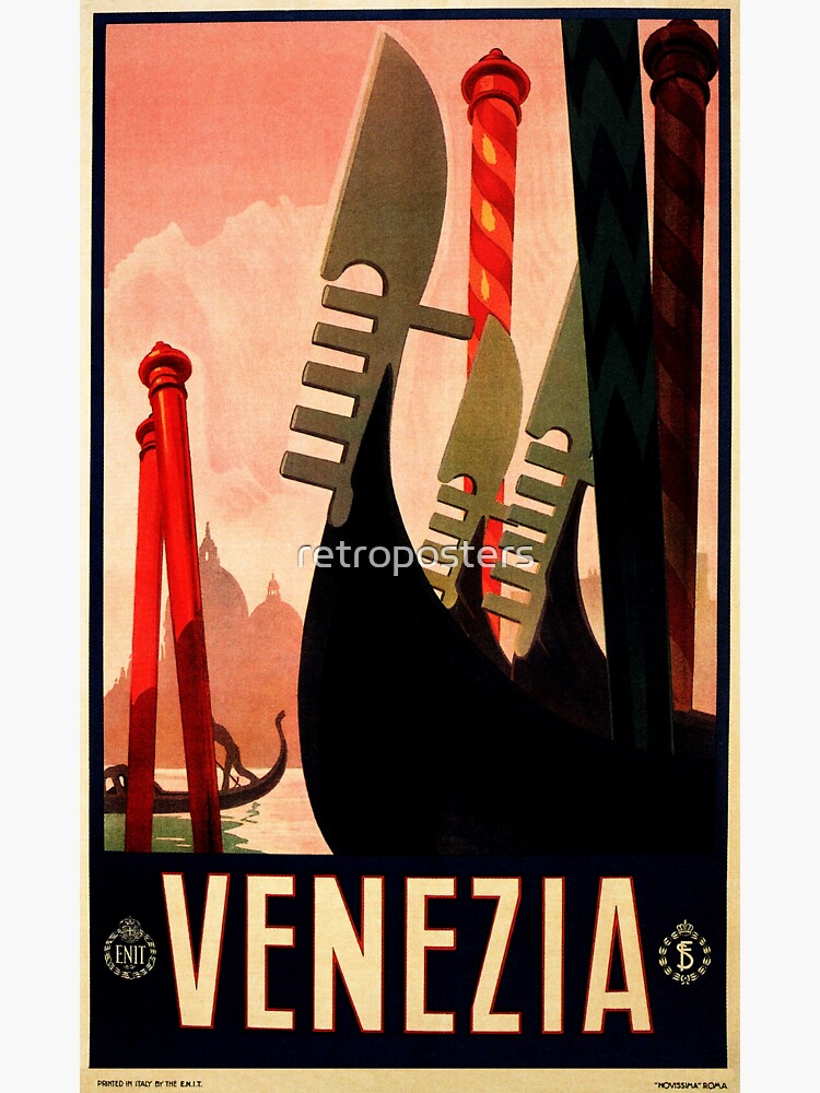 "VENEZIA Venice Veneto Vintage Italian Tourism Poster Art" Sticker for ...