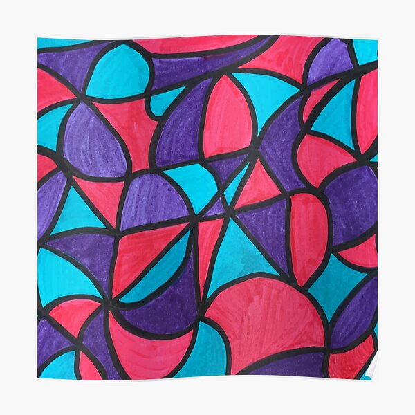 "Sky Blue, Purple, and Magenta Color Blocks" Poster by medinacreative ...