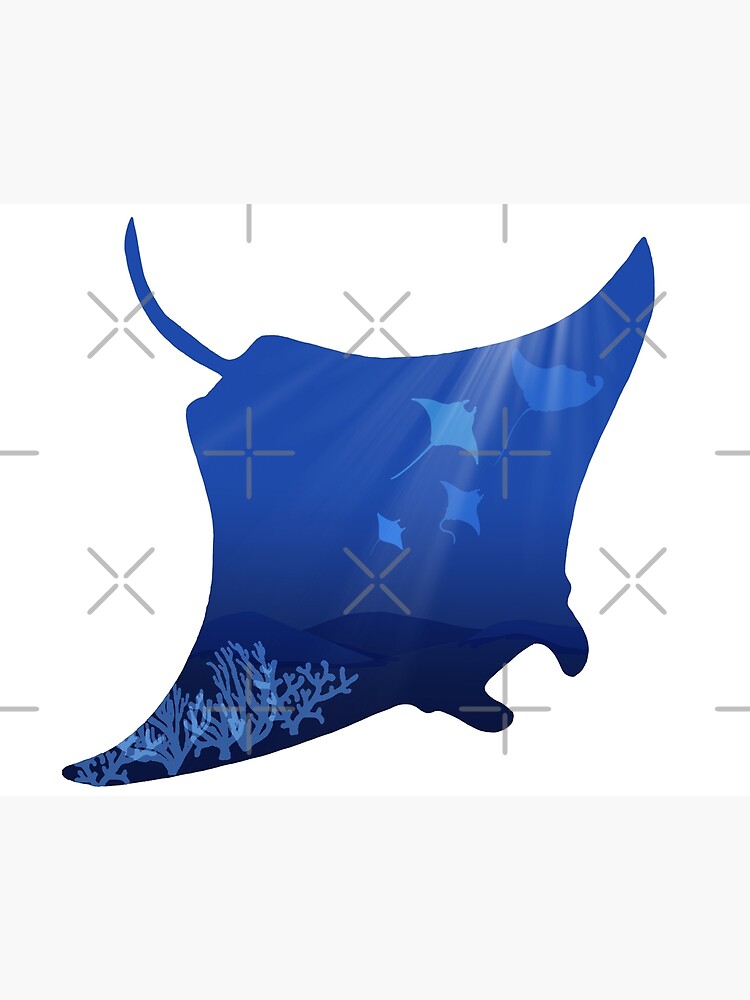Lámina rígida for Sale con la obra «Silueta de mantarraya con arrecife ...