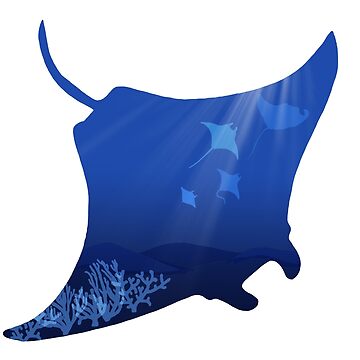 Lámina rígida for Sale con la obra «Silueta de mantarraya con arrecife ...