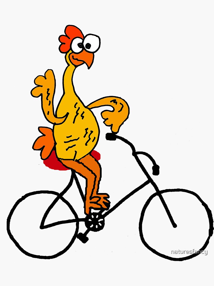 "Funny Rubber Chicken Riding Bicycle" Sticker for Sale by naturesfancy ...