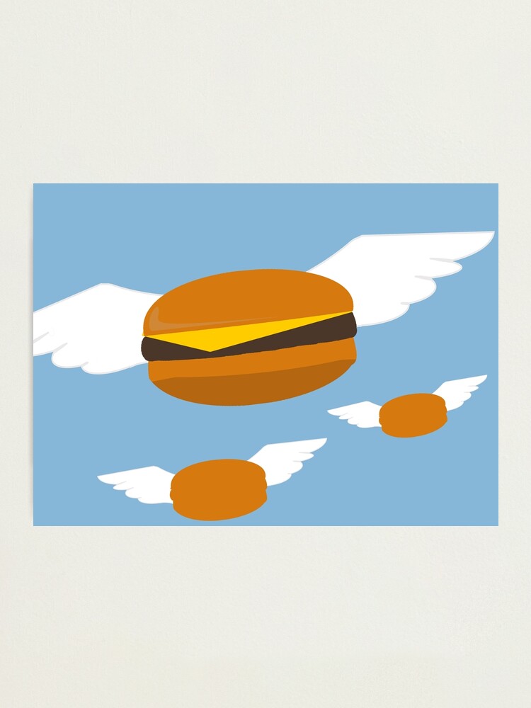 ""Food Flight" Burger Flying, Flight, Wings, Fly, Hamburger, Blue ...