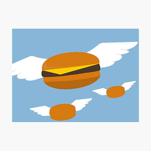 ""Food Flight" Burger Flying, Flight, Wings, Fly, Hamburger, Blue ...