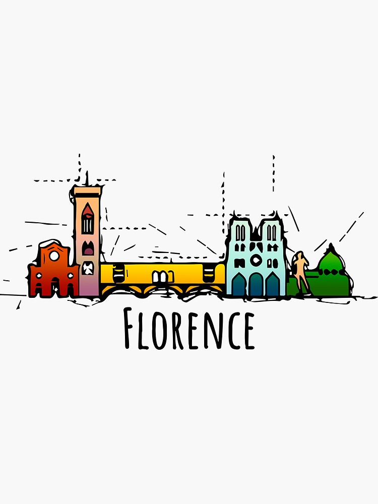 "Florence Funny Skyline Italy Cartoon Sketch" Sticker for Sale by ...