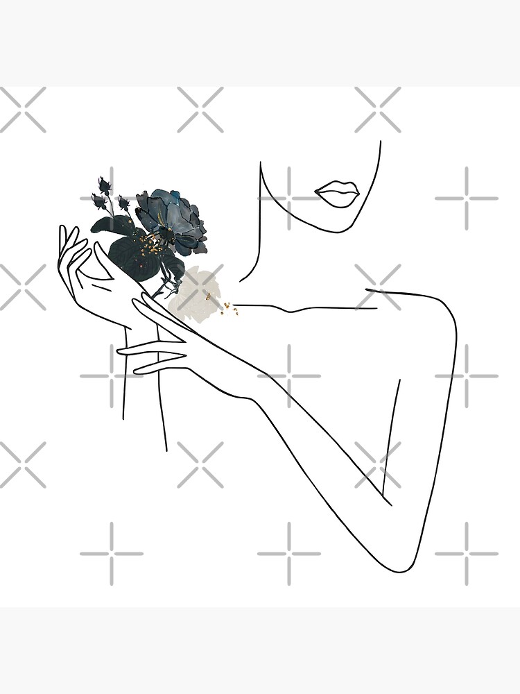 "Smelling the roses - Line drawing" Photographic Print by UtArt | Redbubble