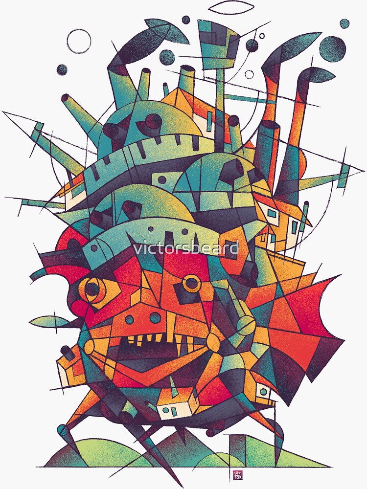 "Moving Castle" Sticker for Sale by victorsbeard | Redbubble