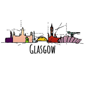 "Glasgow Funny Skyline Scotland Cartoon Sketch" Art Board Print for ...