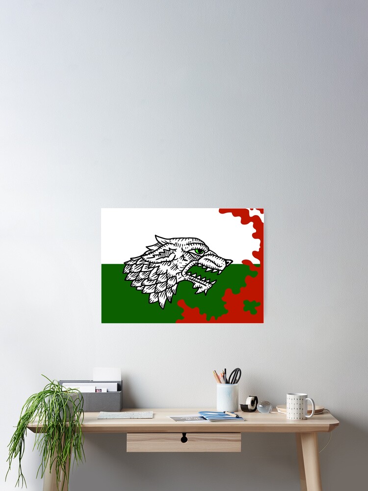 "wolf warrior flag. medieval banner." Poster for Sale by JJ adx | Redbubble