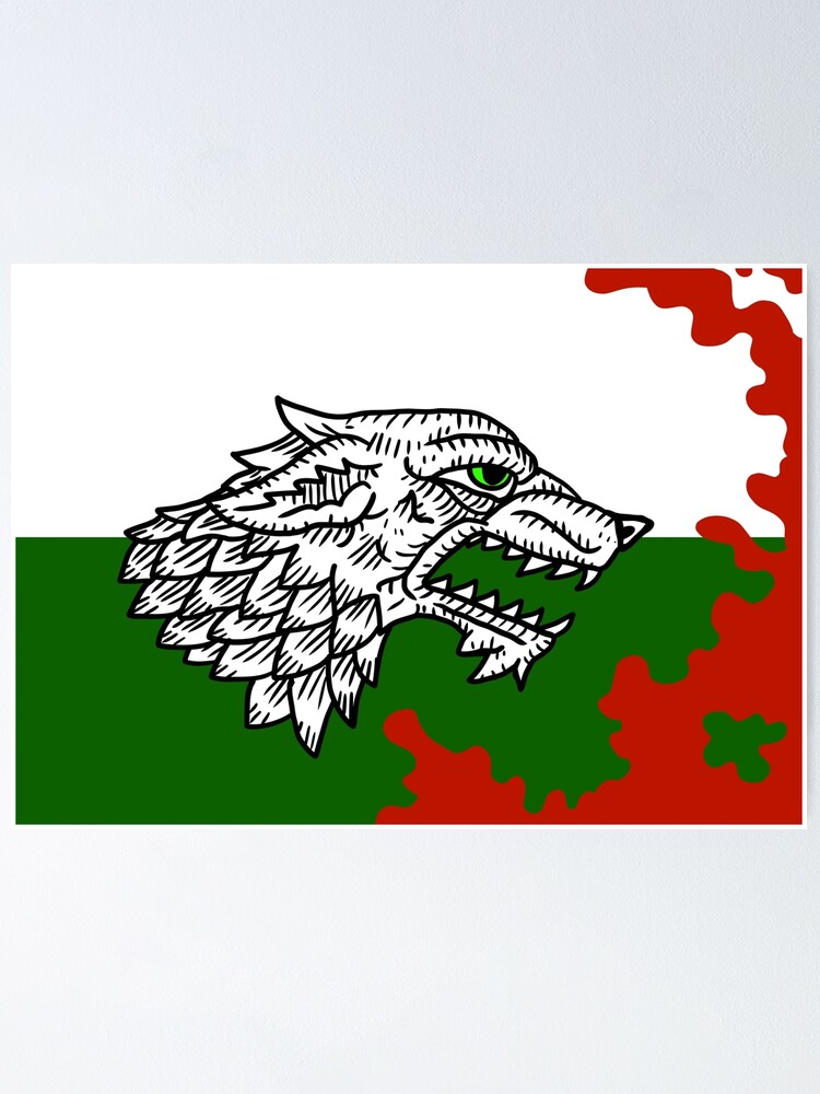 "wolf warrior flag. medieval banner." Poster for Sale by JJ adx | Redbubble