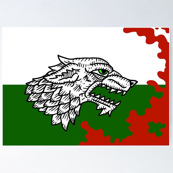 "wolf warrior flag. medieval banner." Poster for Sale by JJ adx | Redbubble