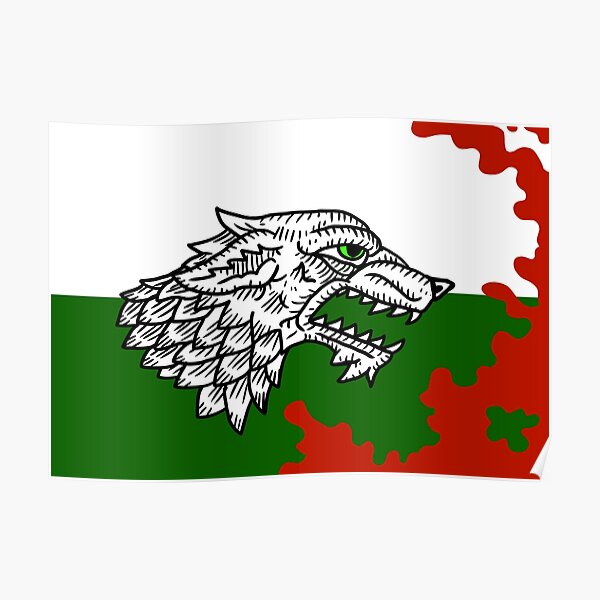 "wolf warrior flag. medieval banner." Poster for Sale by ...