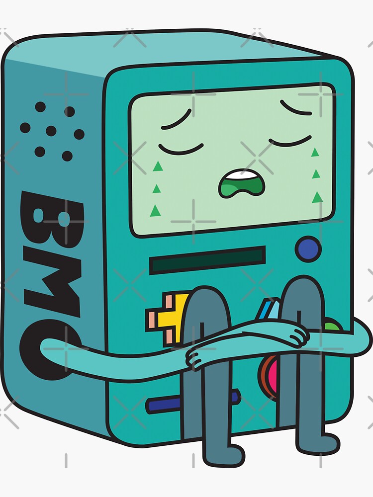 "BMO sad" Sticker for Sale by plushism | Redbubble