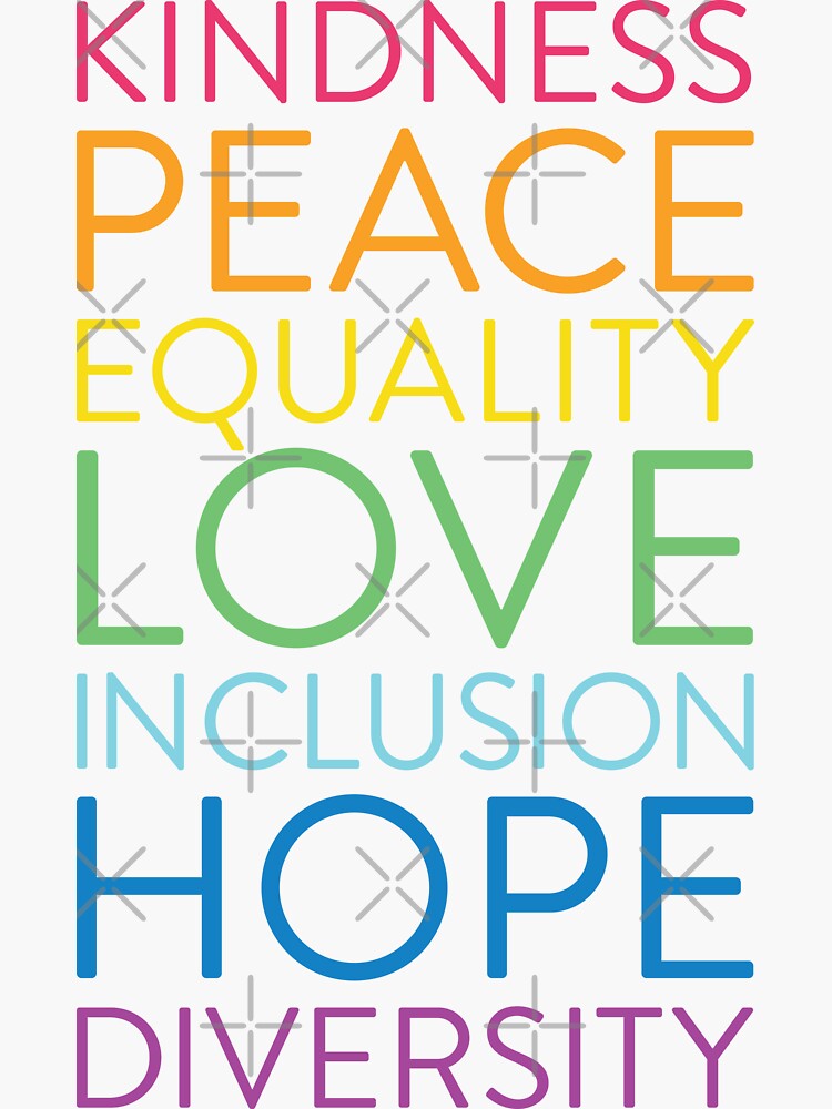 "Peace Love Hope Equality Inclusion Diversity Social Justice" Sticker ...