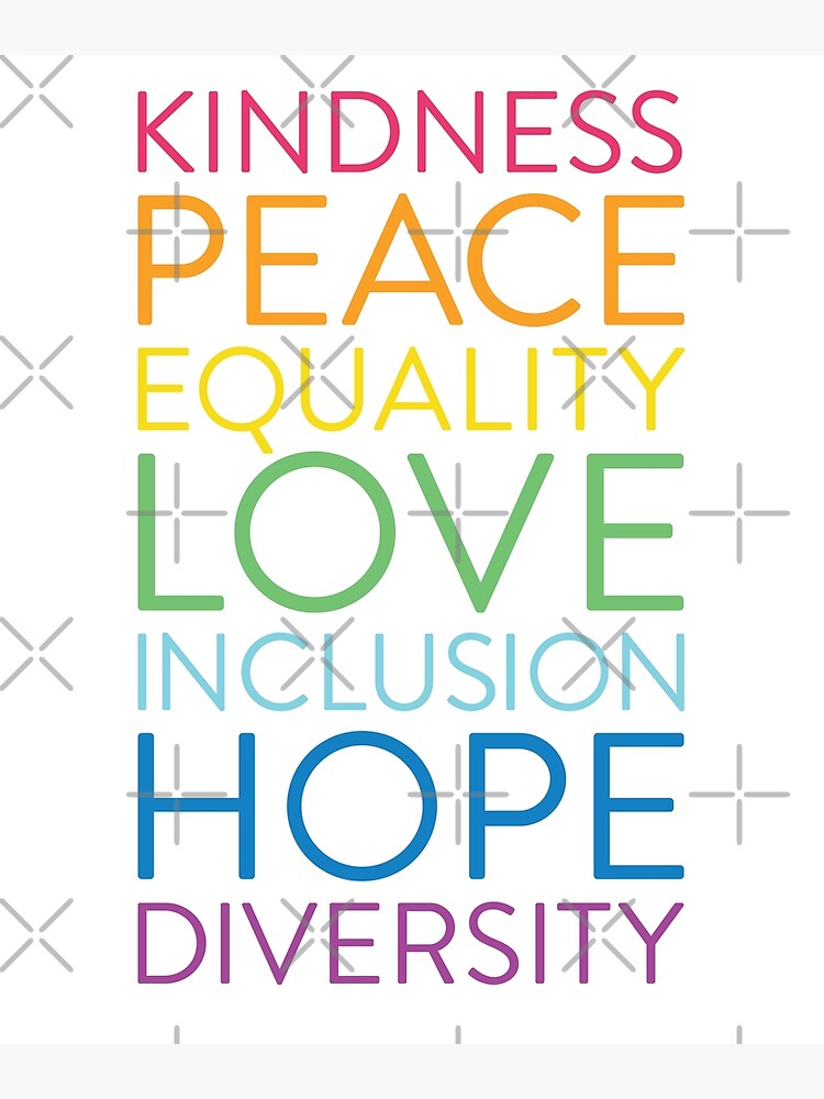 "Peace Love Hope Equality Inclusion Diversity Social Justice" Poster ...