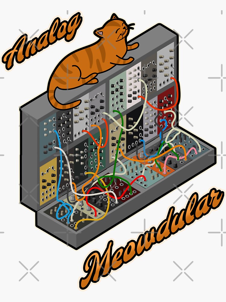 "Cat on Analog Modular Synth Funny synthesizer" Sticker for Sale by ...