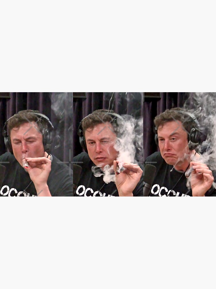 "Elon Musk Smoking Weed On Joe Rogan Experience Picture" Sticker by ...