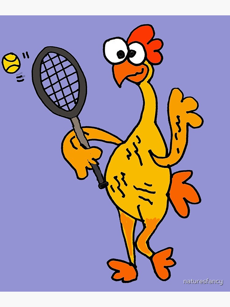 Póster «Pollo de goma divertido jugando tenis dibujos animados» de ...