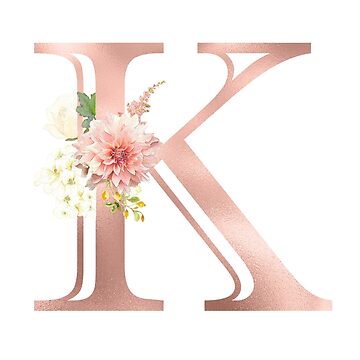 "Letter K Rose Gold Foil Floral Monogram " Art Board Print for Sale by ...
