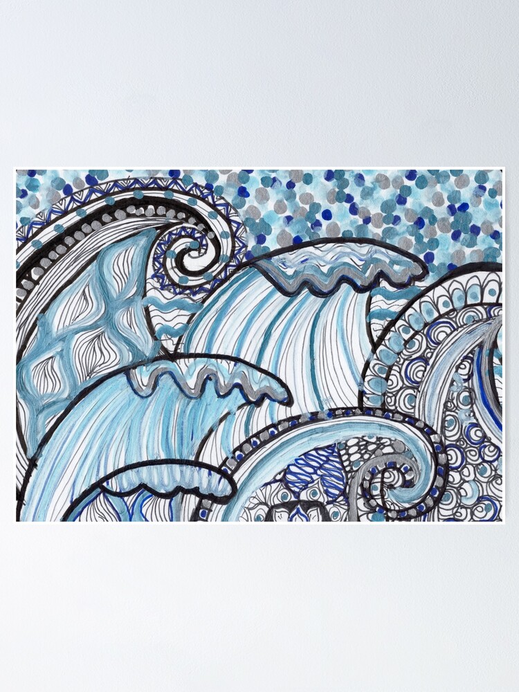 "Ocean Waves Zentangle Design (zoomed in)" Poster by Katie20136 | Redbubble
