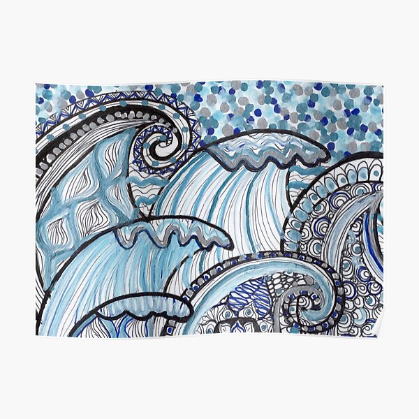 "Ocean Waves Zentangle Design (zoomed in)" Poster by Katie20136 | Redbubble